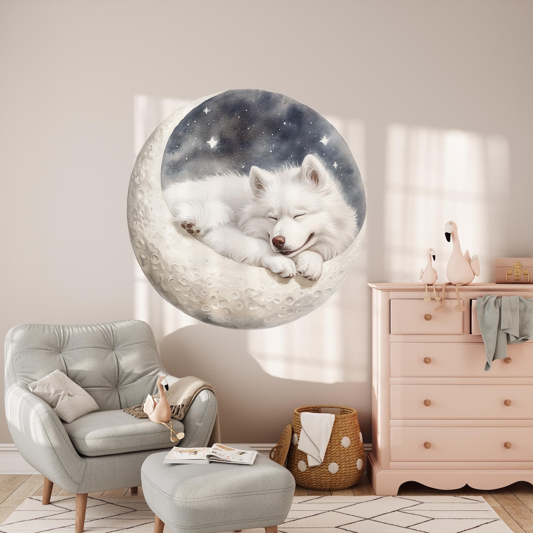 Samoyed Wall Decals Peel and Stick, Dog Wall Decoration, Nursery Wall ...