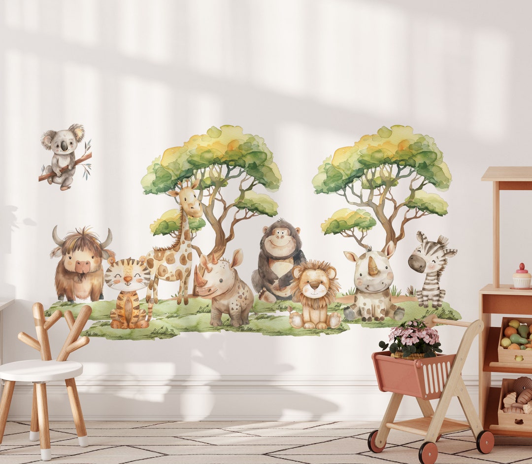 Safari Wall Stickers, Monkey Decal, Jungle Wall Stickers, Animal Wall ...