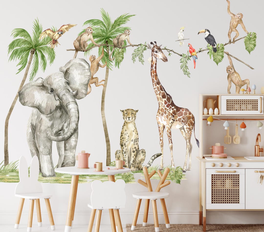 Safari Wall Stickers, Safari Wall Decal, Savanna Wall Decal for Kids ...