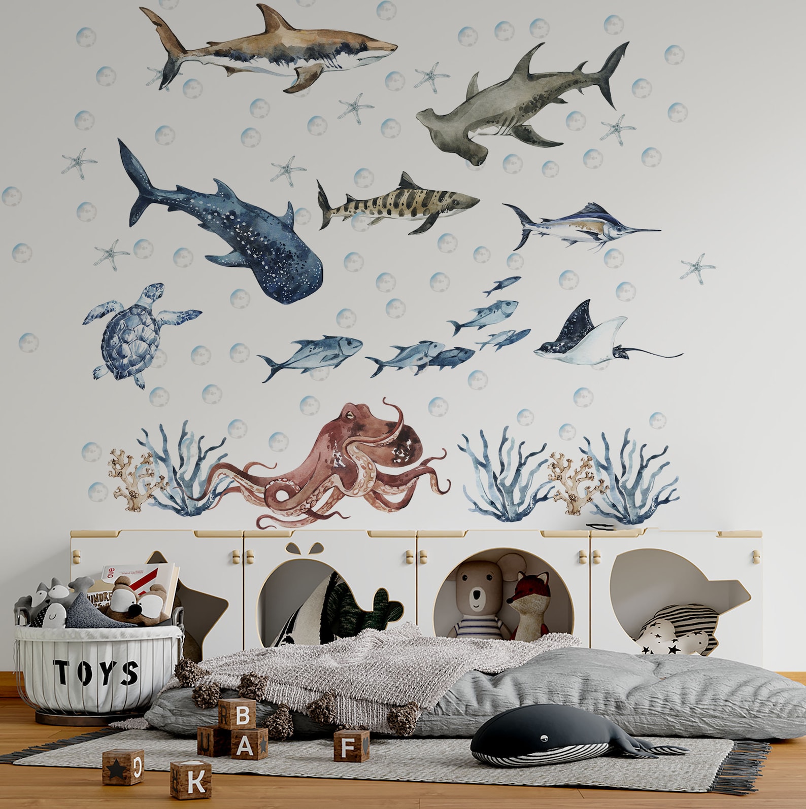 Ocean Wall Decal Shark Wall Decal Under the Sea Wall Decal - Etsy