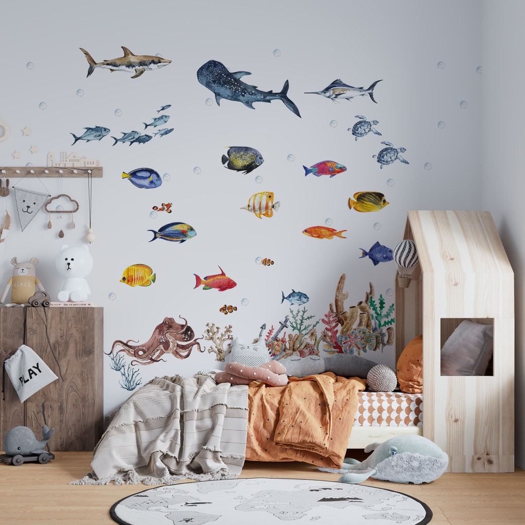 Ocean Wall Decal, Shark Wall Decal, Whale Wall Decal, Under the Sea ...
