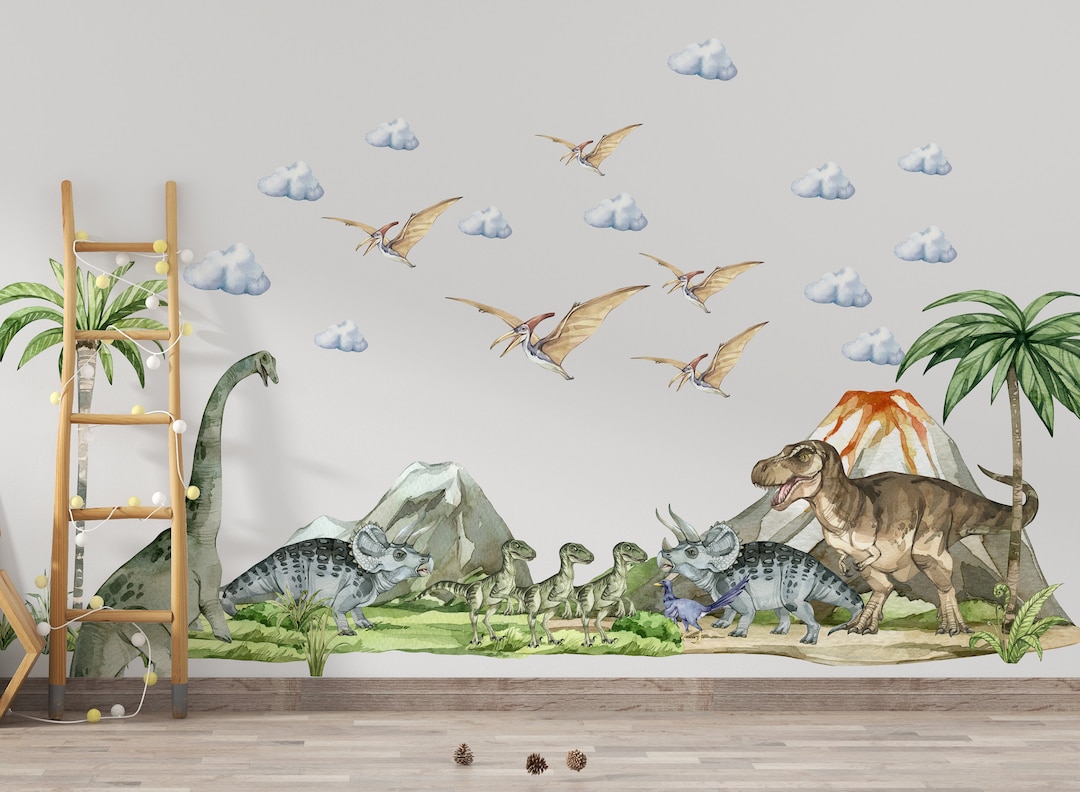 Dinosaur Wall Decal, Jurassic World in Boy Room, Dinosaur Wall Stickers ...