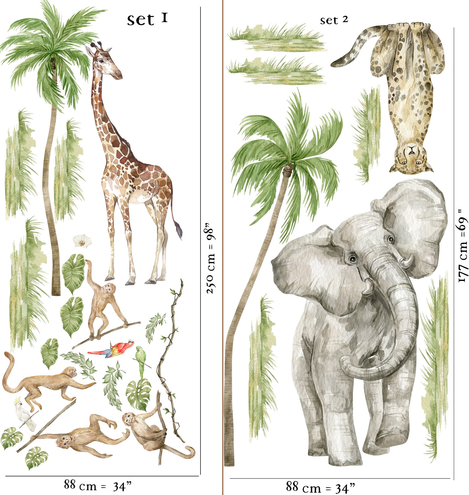 Safari Wall Stickers Safari Wall Decal Savanna Wall Decal - Etsy