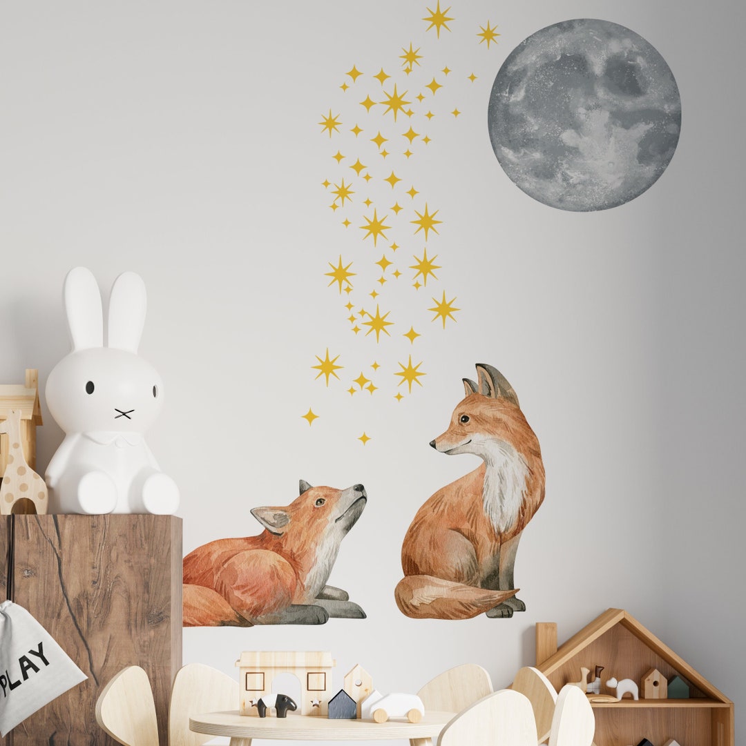 Fox Wall Decals, Nursery Wall Decal Woodland Wall Decal, Mountain Decal ...
