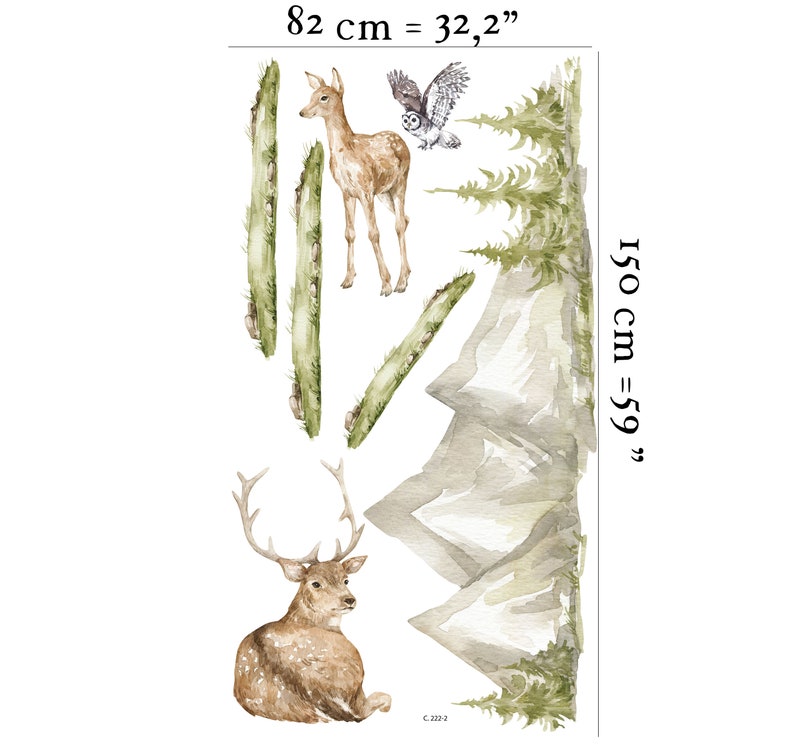 Forest Wall Decal Woodland Wall Decal Mountain Decal - Etsy