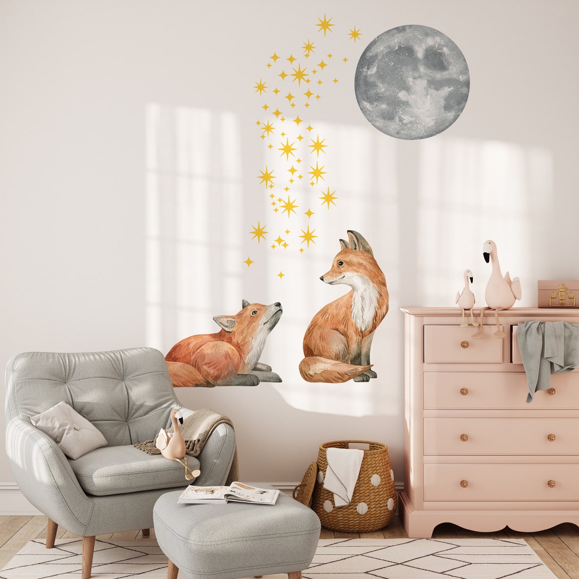 Fox Wall Decals, Nursery Wall Decal Woodland Wall Decal, Mountain Decal ...