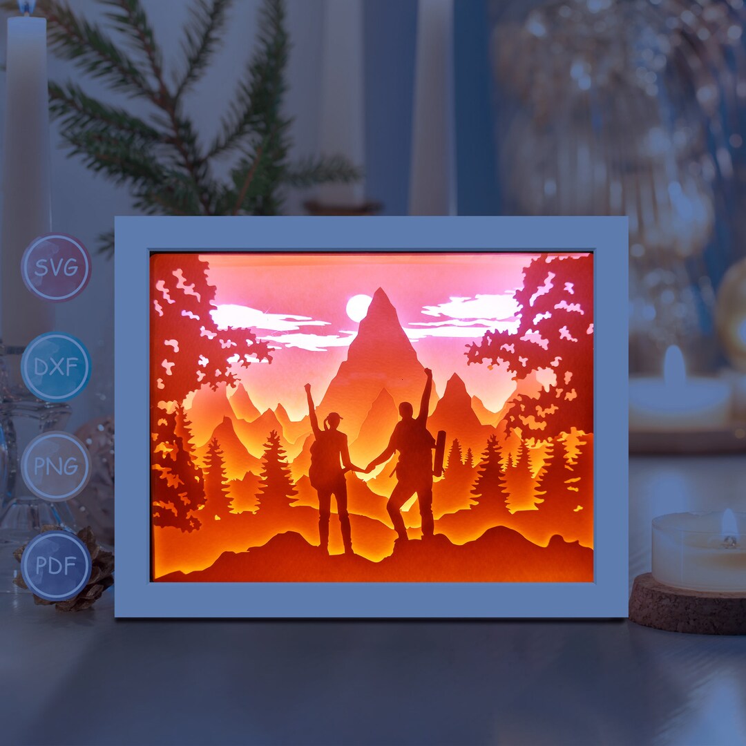 Hike A Mountain Paper Cut Light Box Template File Shadow Box - Etsy