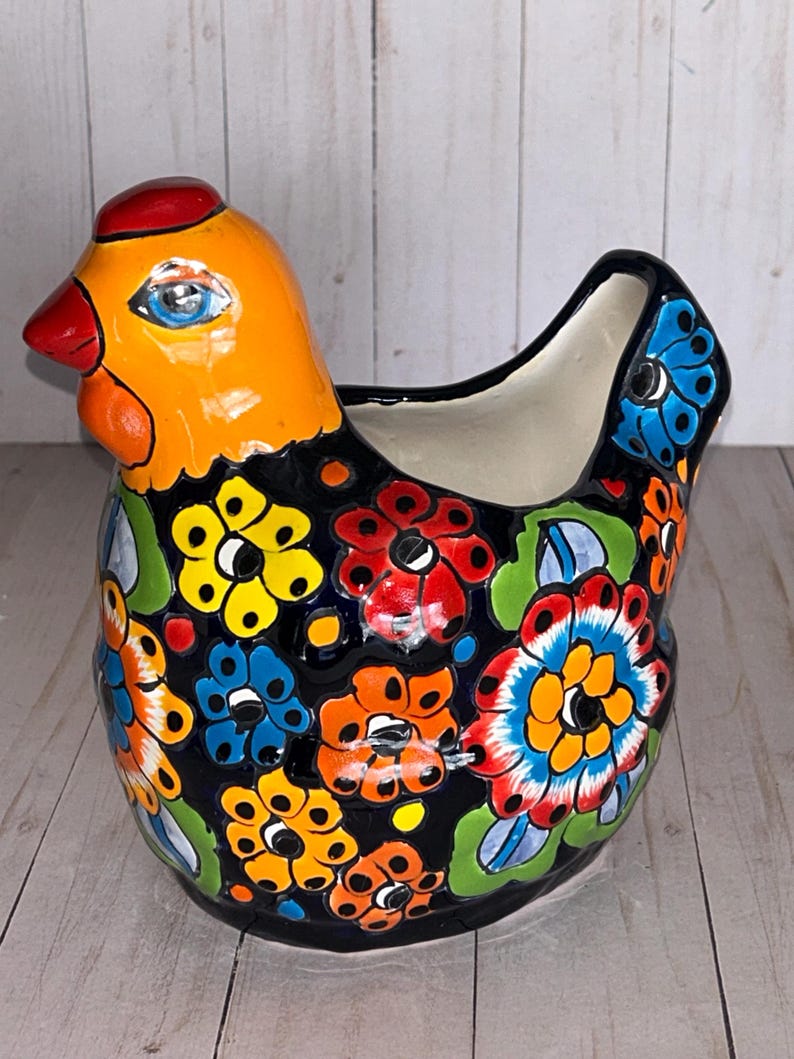 Colorful Talavera Chicken Planters - Etsy