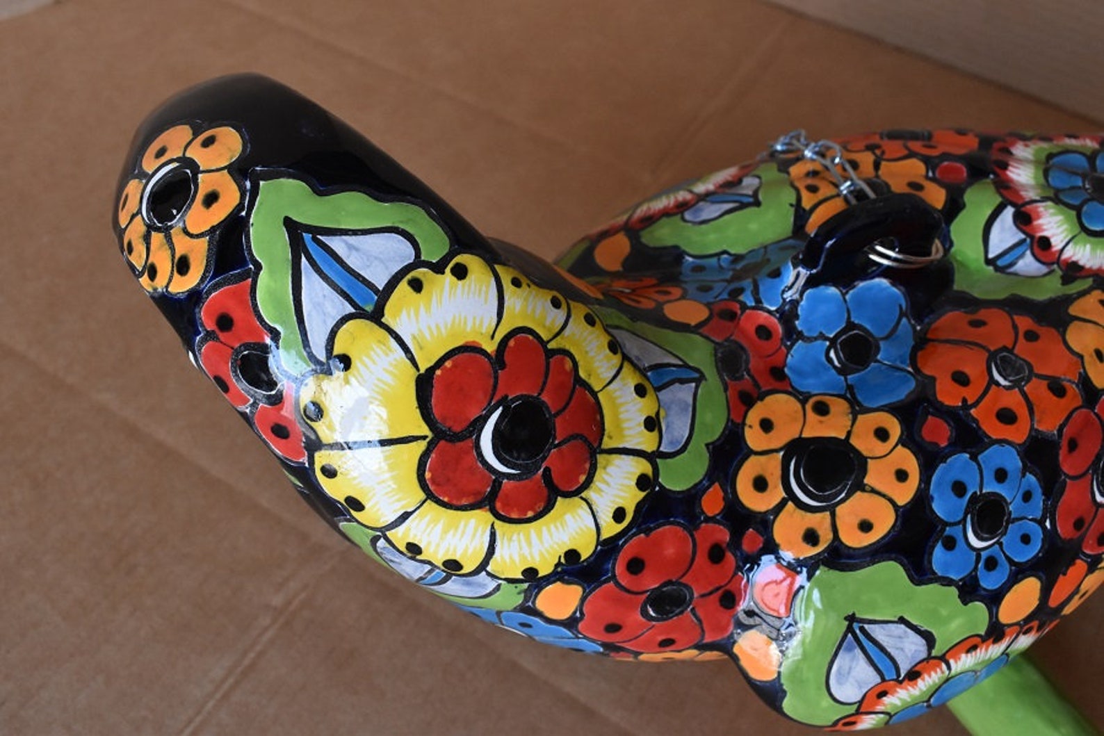 Extra Large Hanging Talavera Parrot in Flowers Pattern - Etsy