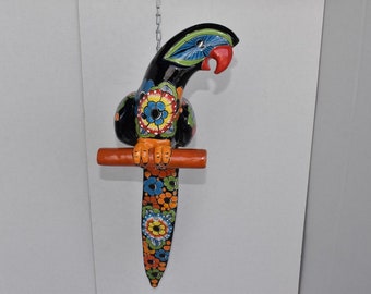 Massive Hanging Talavera Parrot. 34 in Wing Span. High Quality Talavera ...