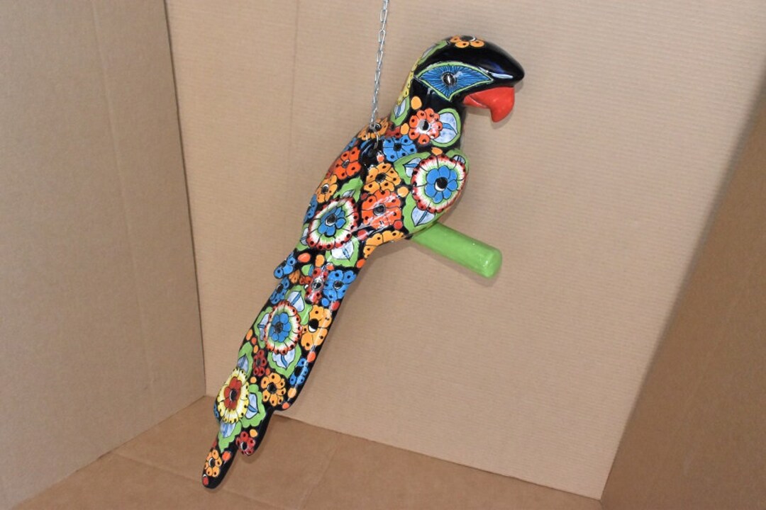 Extra Large Hanging Talavera Parrot in Flowers Pattern - Etsy