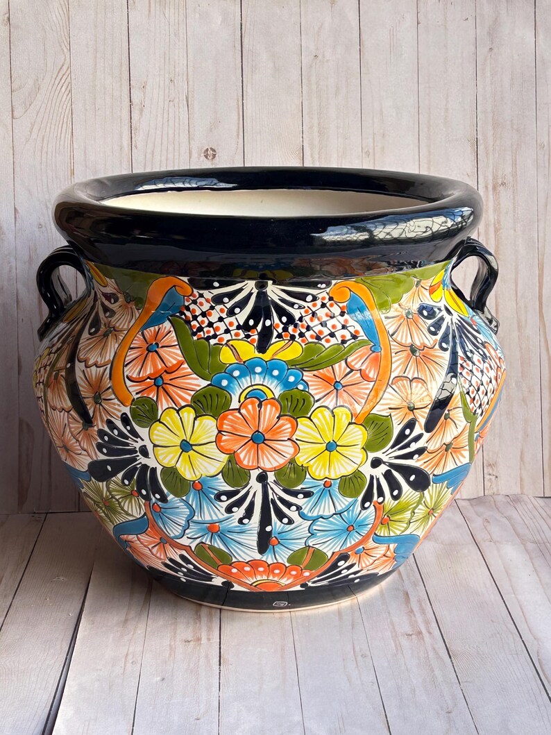 Handmade Mexican Large Talavera Pottery Planter 15