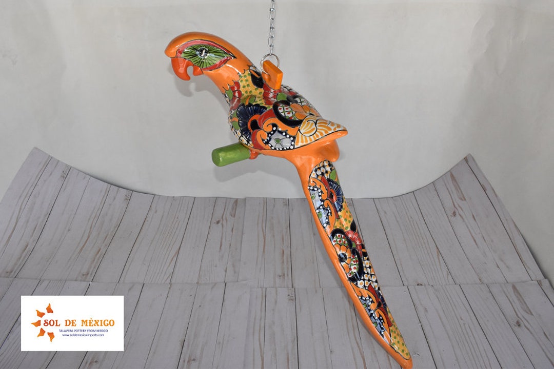 Hanging Talavera Parrot: Handmade Ceramic Golden Talavera - Etsy