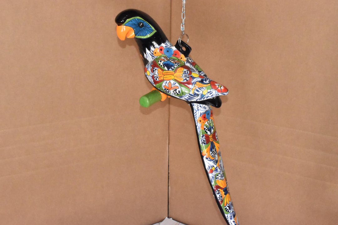 Hand-painted Talavera Ceramic Hanging Parrot (spring Colors) - Etsy