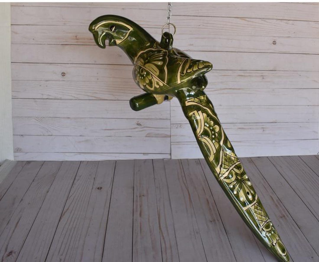 Handmade Talavera Parrot: Green Ceramic Hanging Bird Decor - Etsy