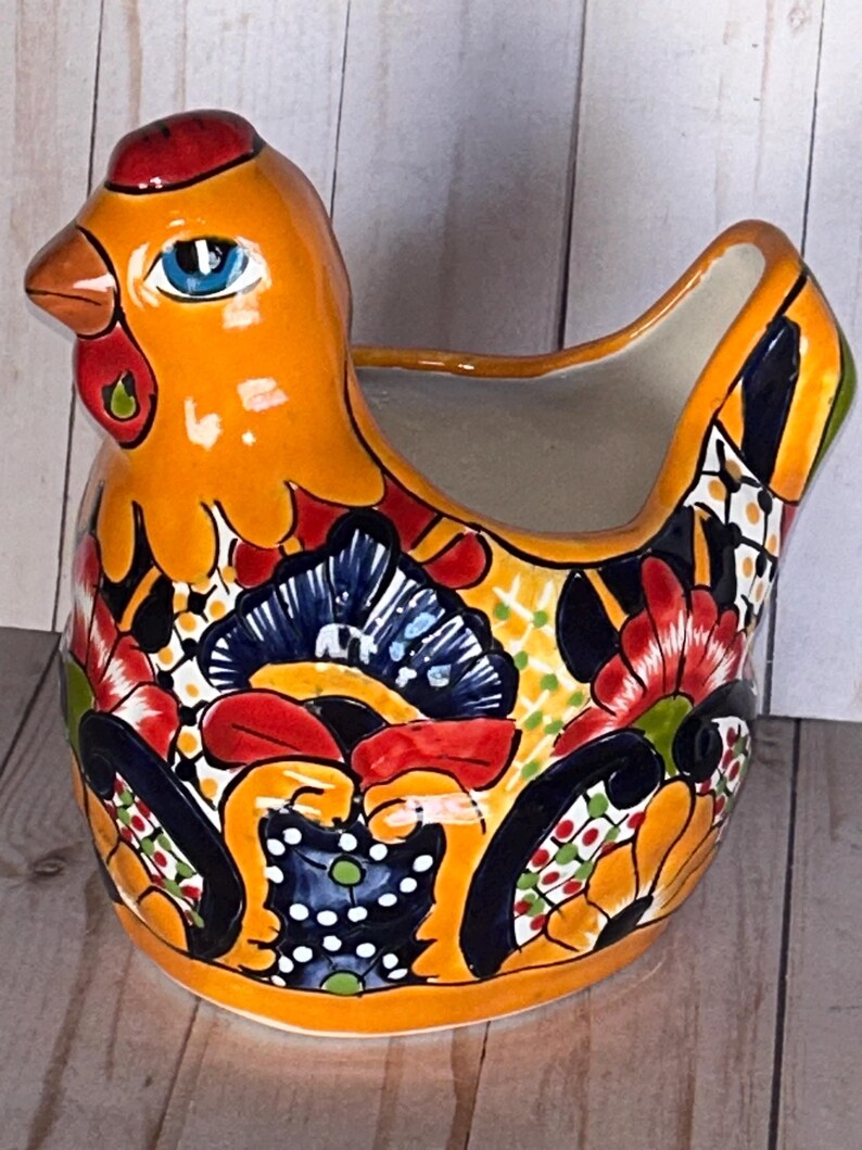 Colorful Talavera Chicken Planters - Etsy