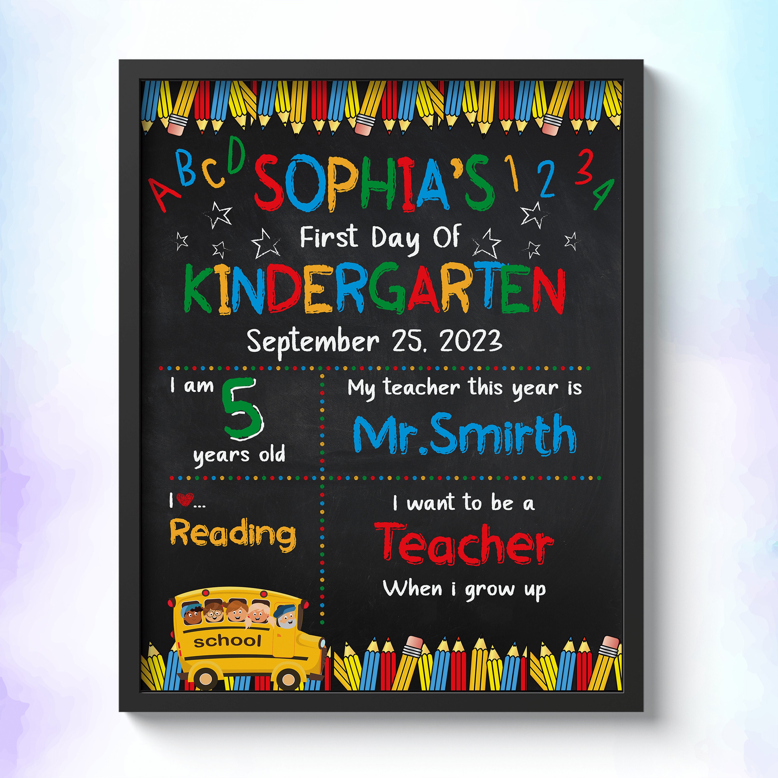 Editable First Day of School Chalkboard Sign Template - Etsy
