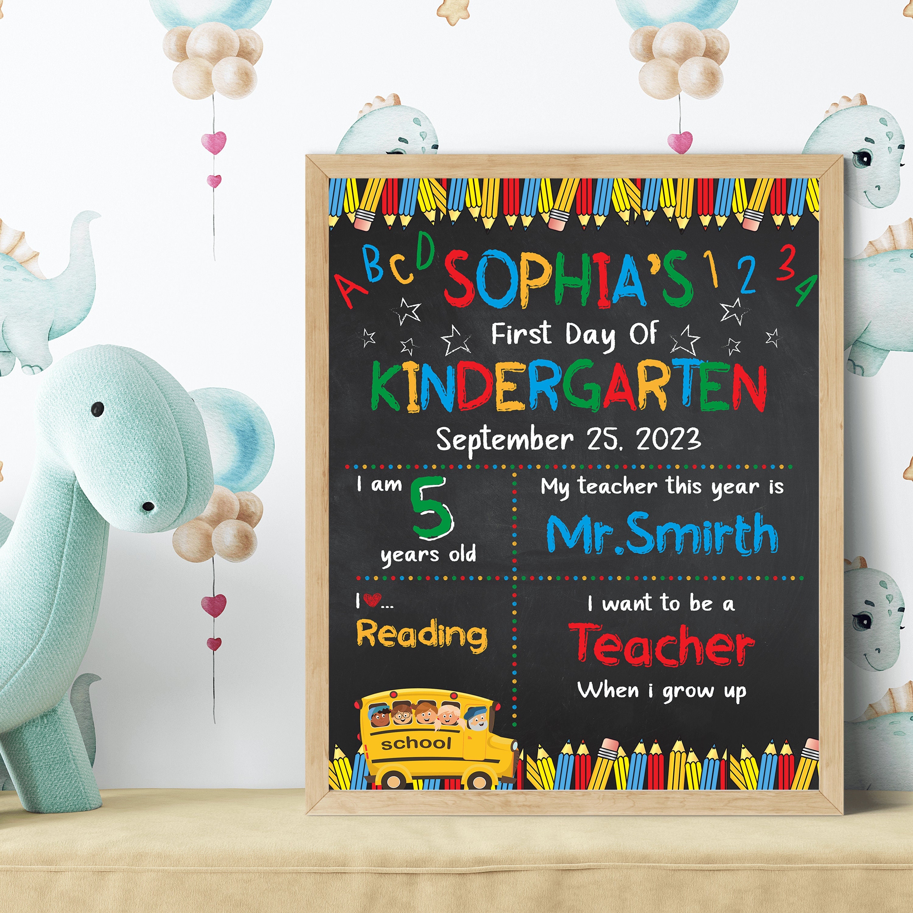 Editable First Day of School Chalkboard Sign Template - Etsy