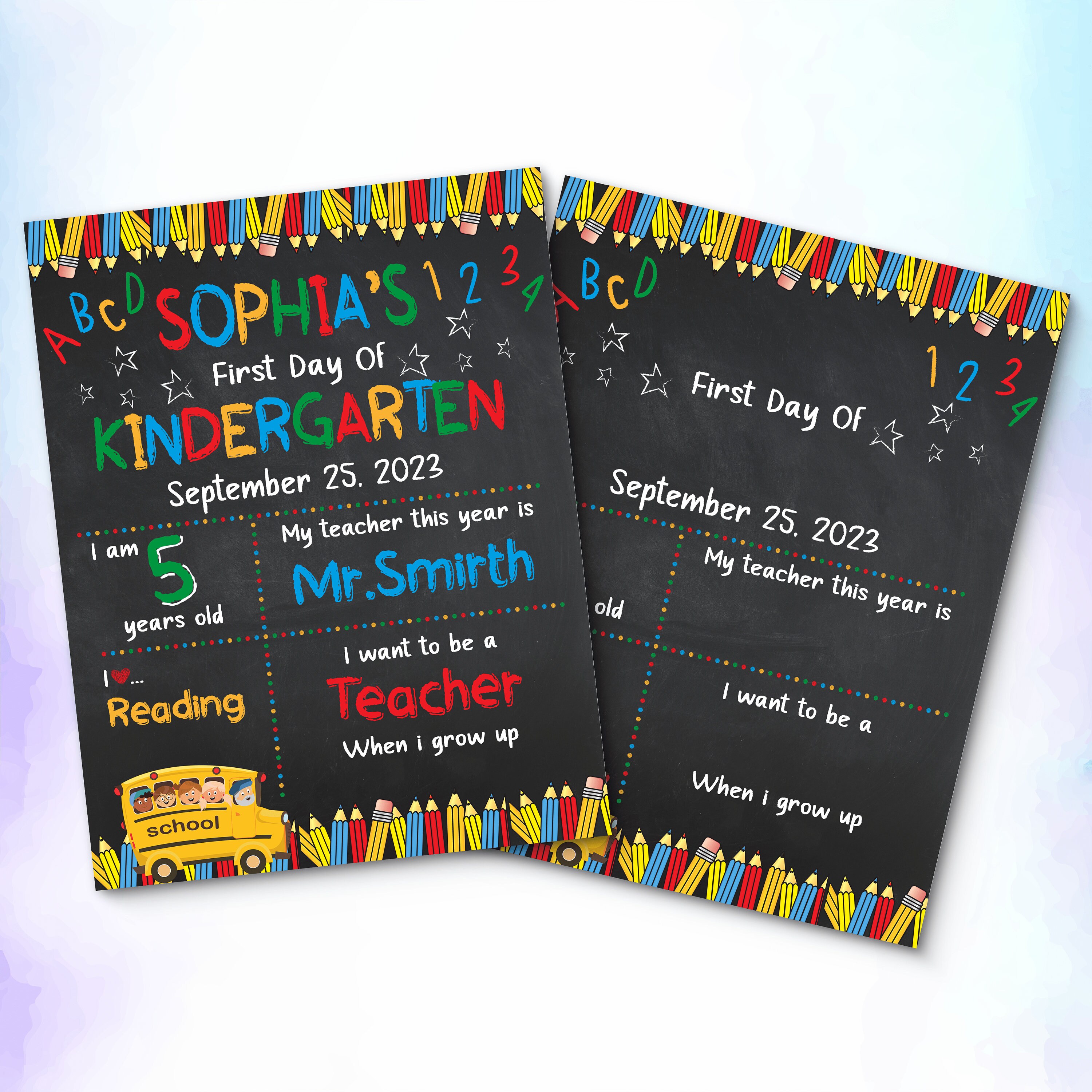 Editable First Day of School Chalkboard Sign Template - Etsy