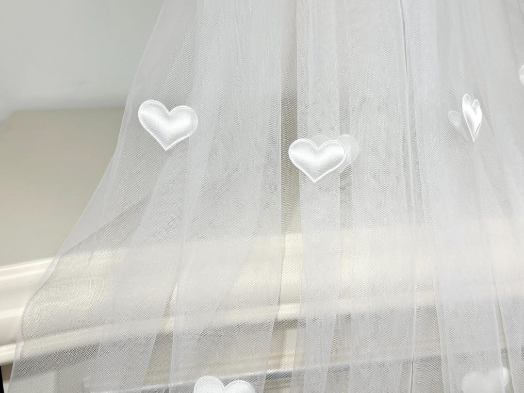 One Tier Veil,heart Veil,bridal Veil,soft Tulle Wedding Veil,one Tier ...