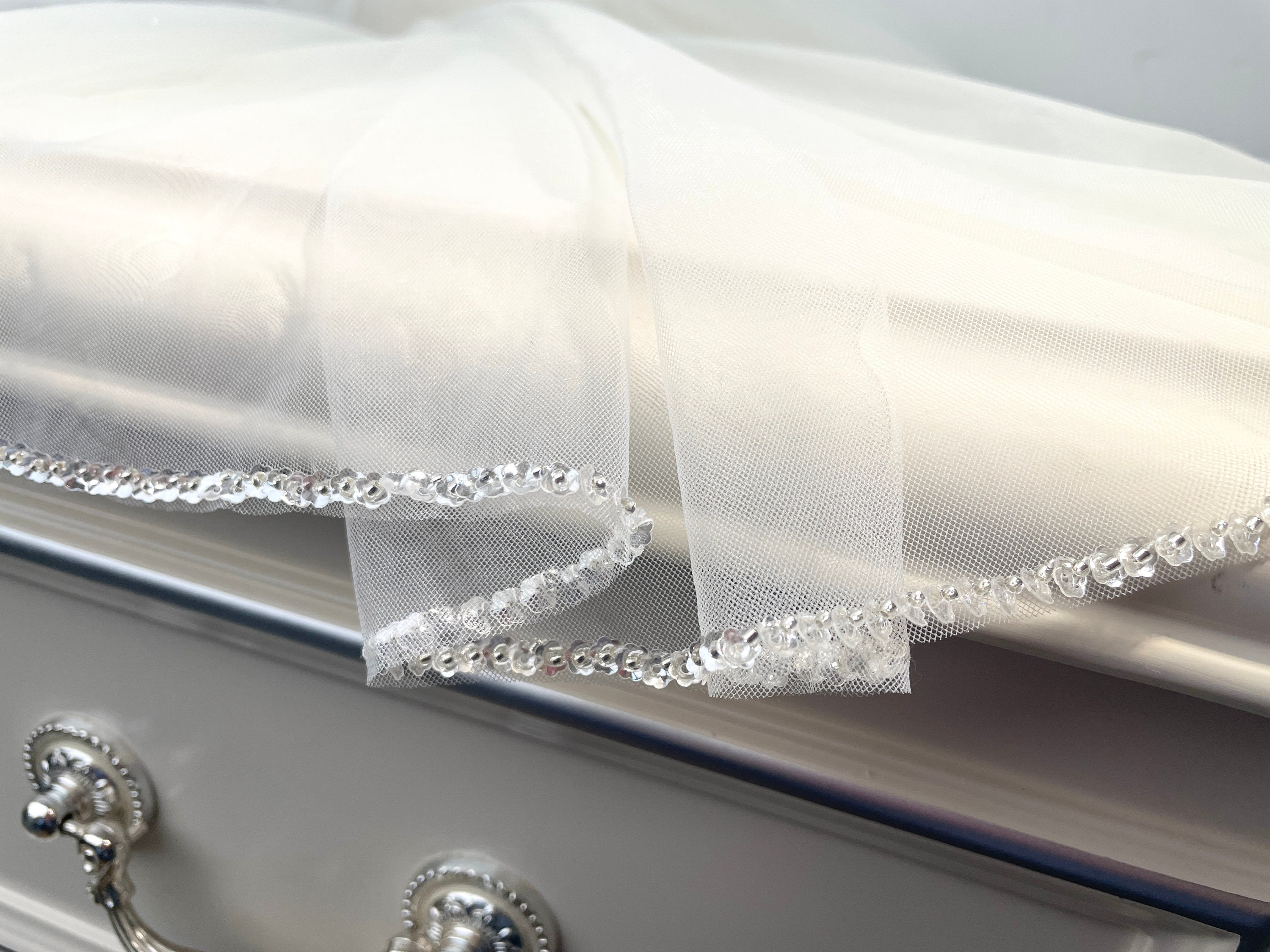 Bling Wedding Veil Shiny Sequin Edge Veil Glitter Beaded Bridal Veil ...