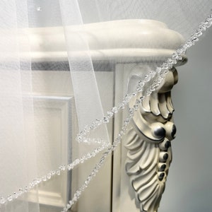 Crystal Edge Veil 2 Tier Wedding Veil Bridal Blusher Veil Glitter ...