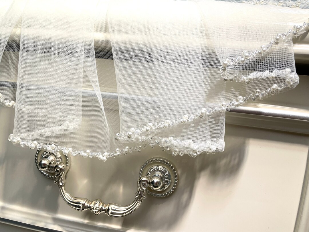 Beaded Crystal Veil,pearl Wedding Veil,vintage Bridal Veil,pearl ...