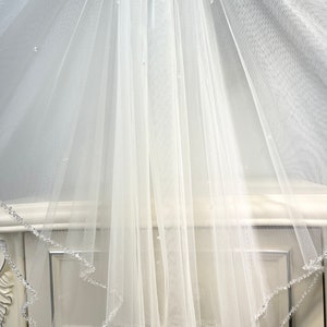 Crystal Edge Veil 2 Tier Wedding Veil Bridal Blusher Veil Glitter ...
