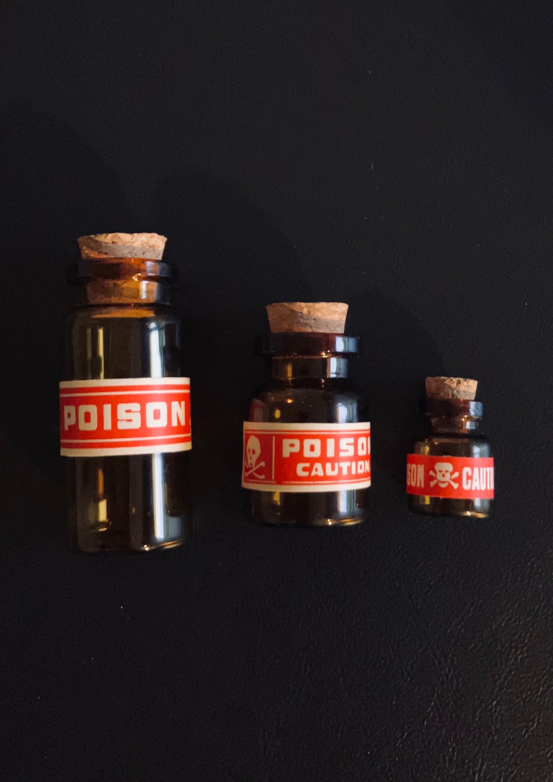 Vintage Poison Vials - Set of Three- Skull and Crossbones “POISON ...