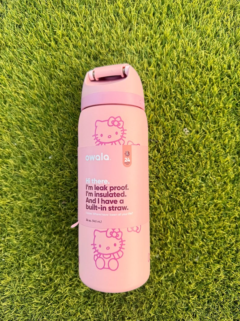 Custom Hello Kitty Owala 32oz Tumbler | Laser Engraved Pink Water ...