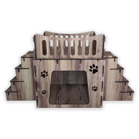 Andija Natur Hund und Katzenhaus aus Nussbaum 2 Etagen - Etsy.de