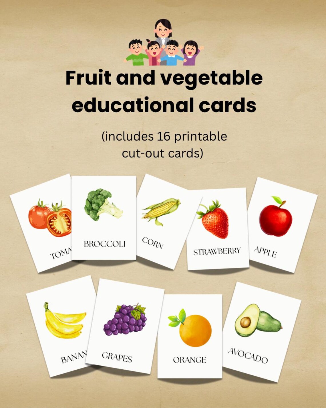 Fruit and Vegetable Flashcards for Toddlers | Printable Learning Cards ...