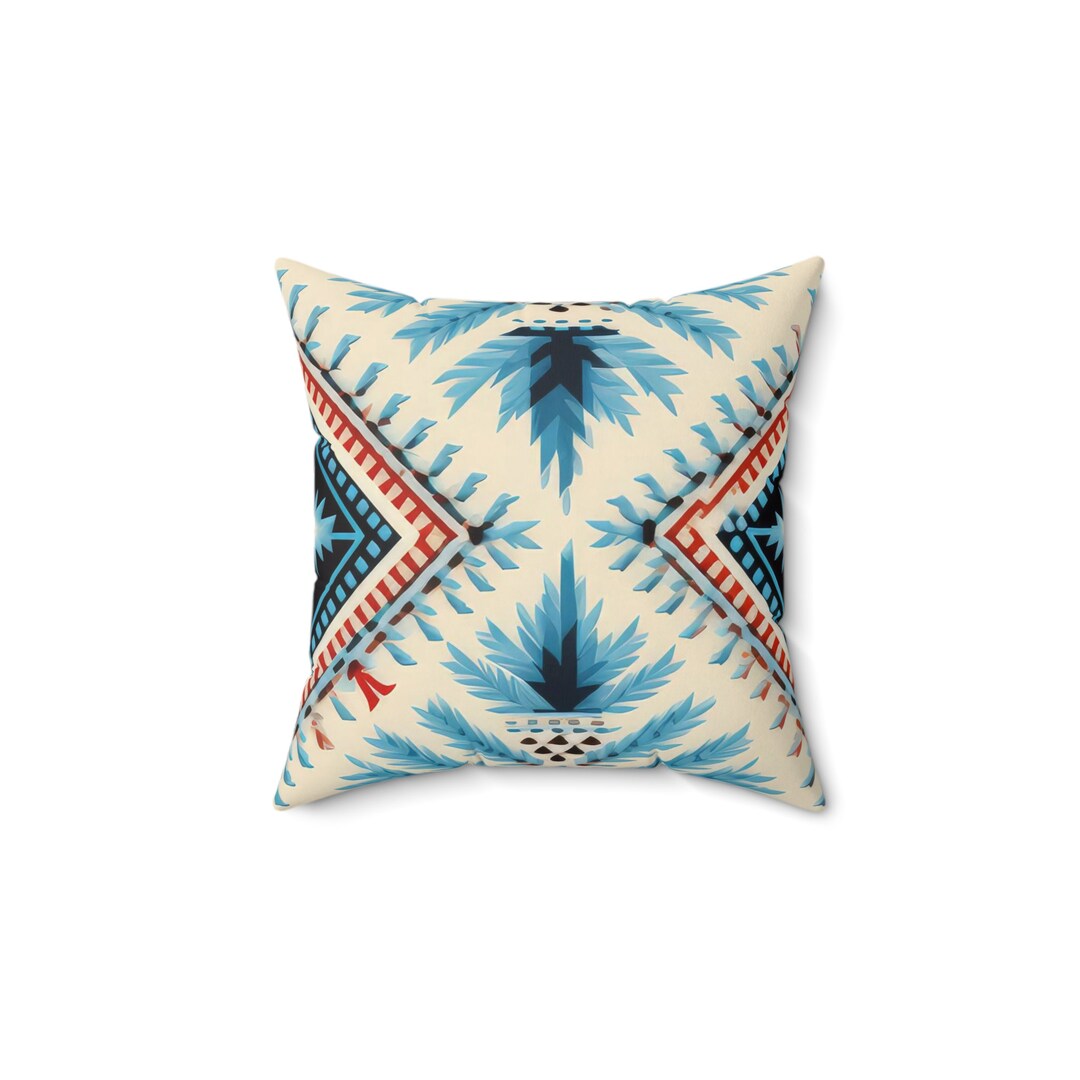 Native American Knitted Blue Pillow - Etsy