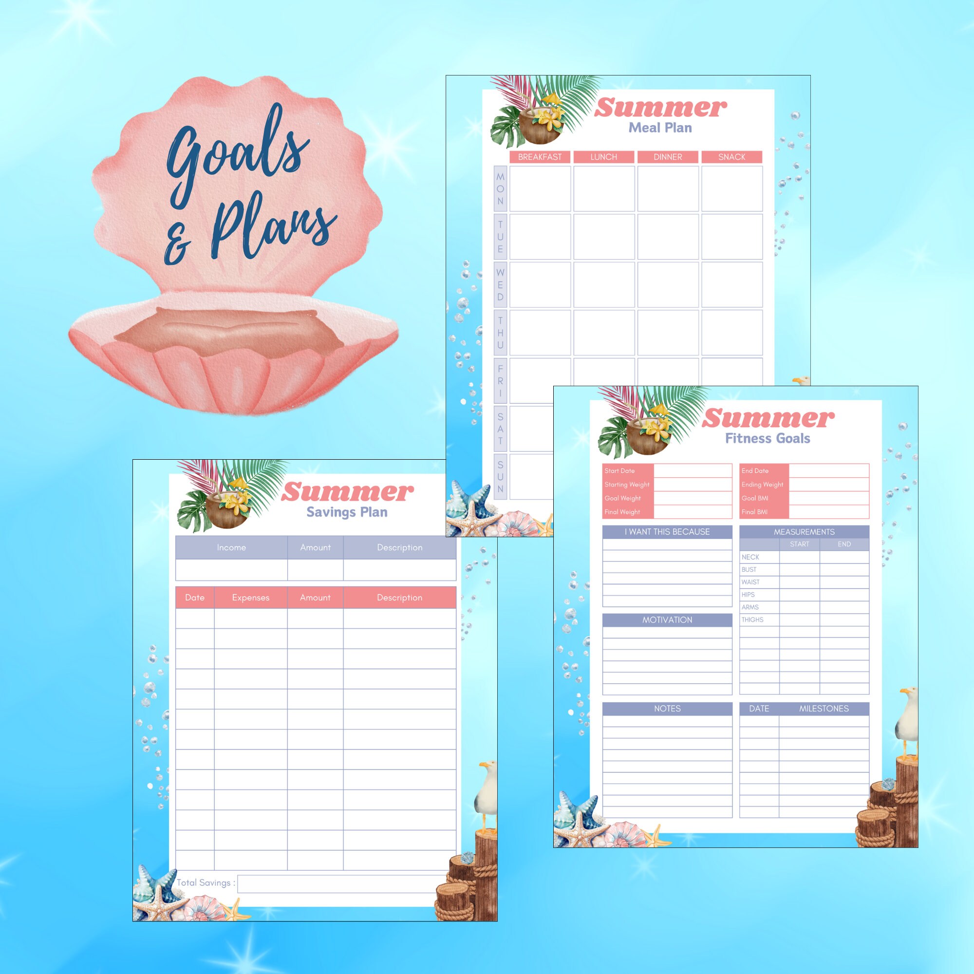 Summer Planner Printable, Summer Activity Organizer, Summer Event ...