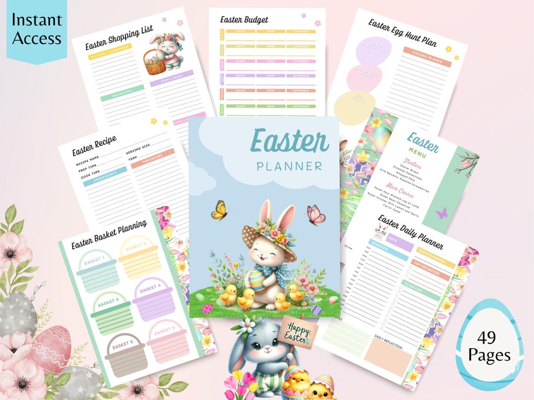 Easter Planner Printable, Easter Activity Games, Easter Bunny Basket ...