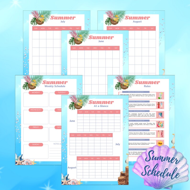 Summer Planner Printable, Summer Activity Organizer, Summer Event ...