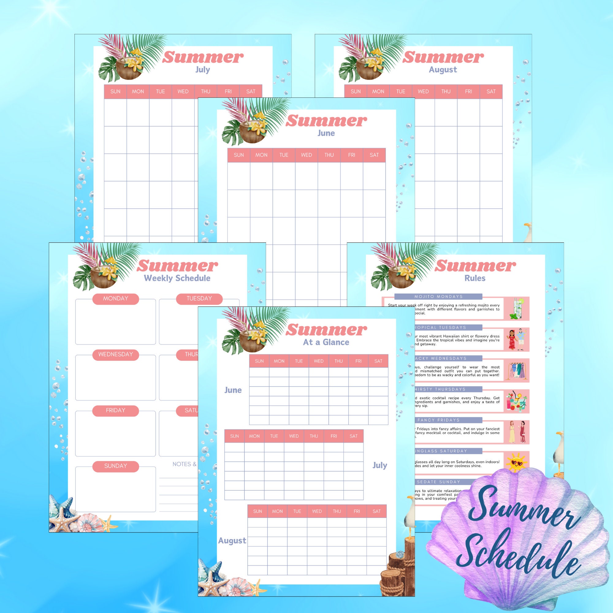 Summer Planner Printable, Summer Activity Organizer, Summer Event ...