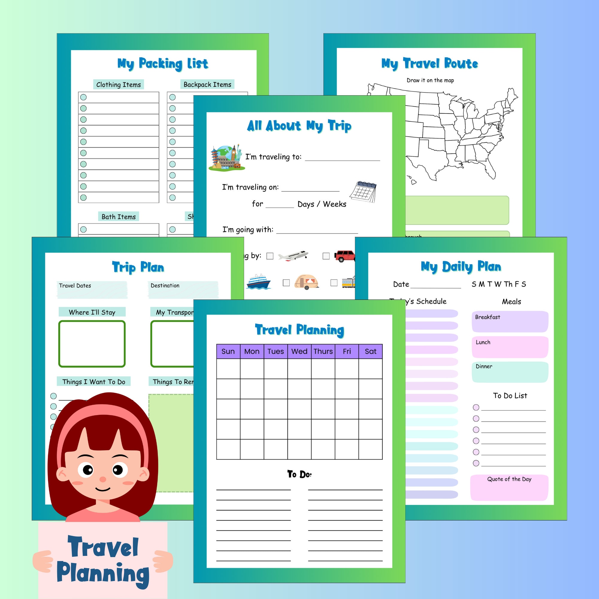 Printable Kids Travel Journal Childrens Travel Diary Kids Adventure ...