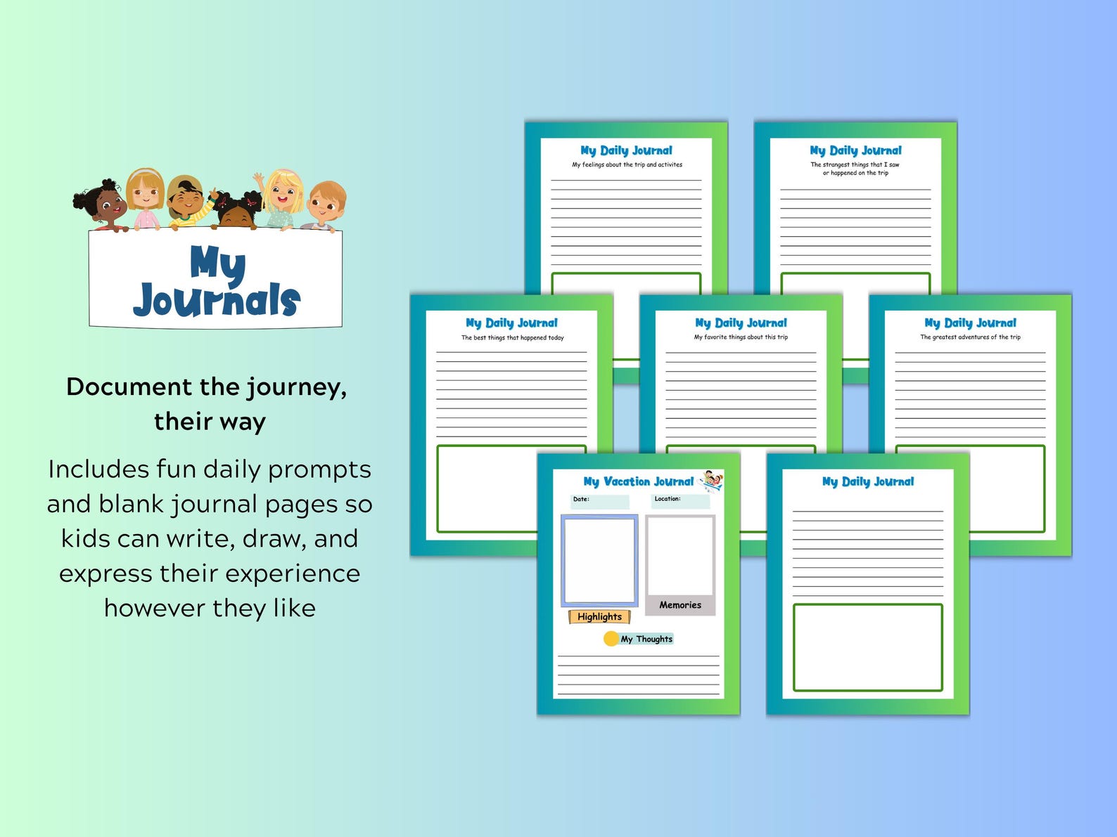 Printable Kids Travel Journal, Children’s Travel Diary, Kids Adventure ...