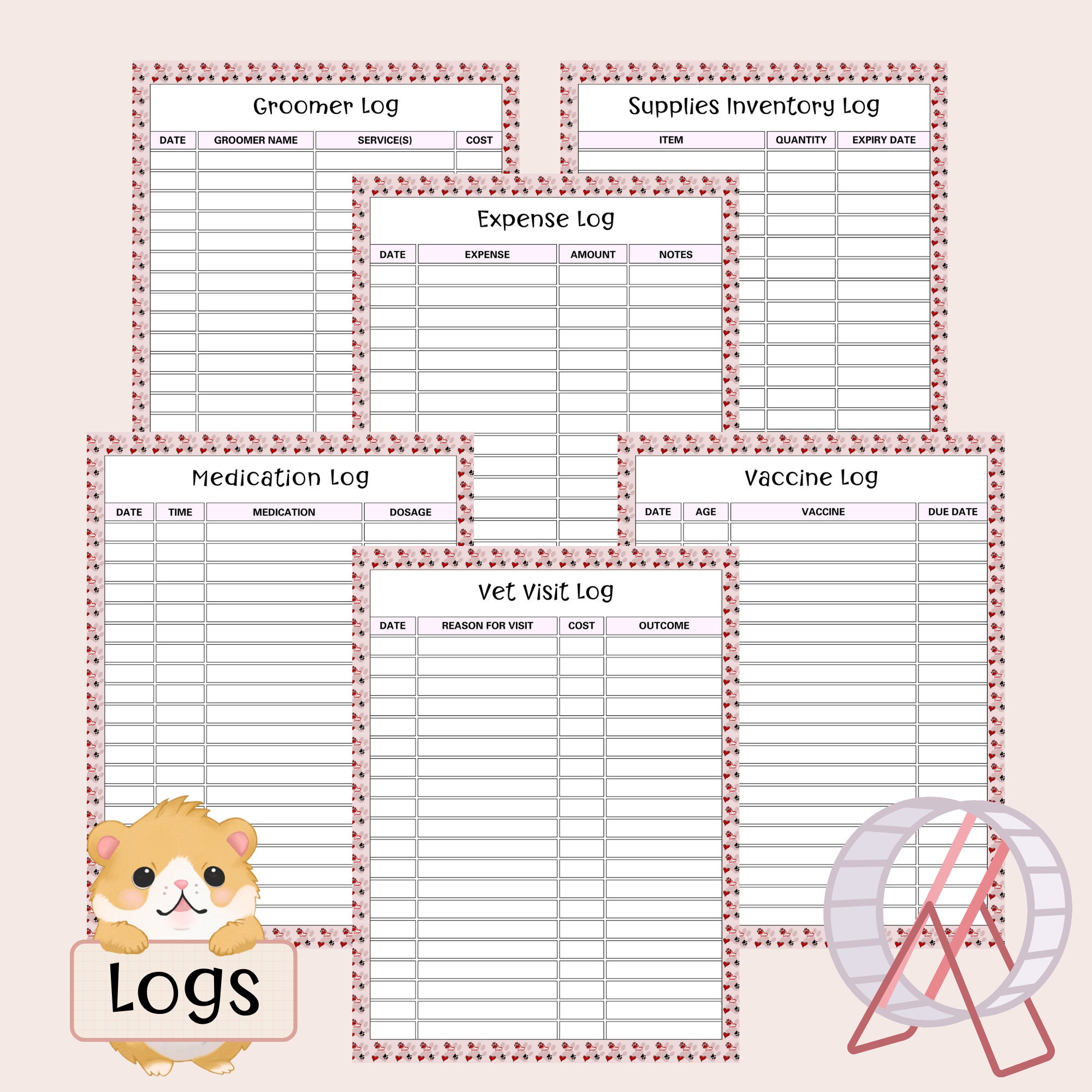 Pet Care Planner Printable Animal Activity Organizer Canine Health ...