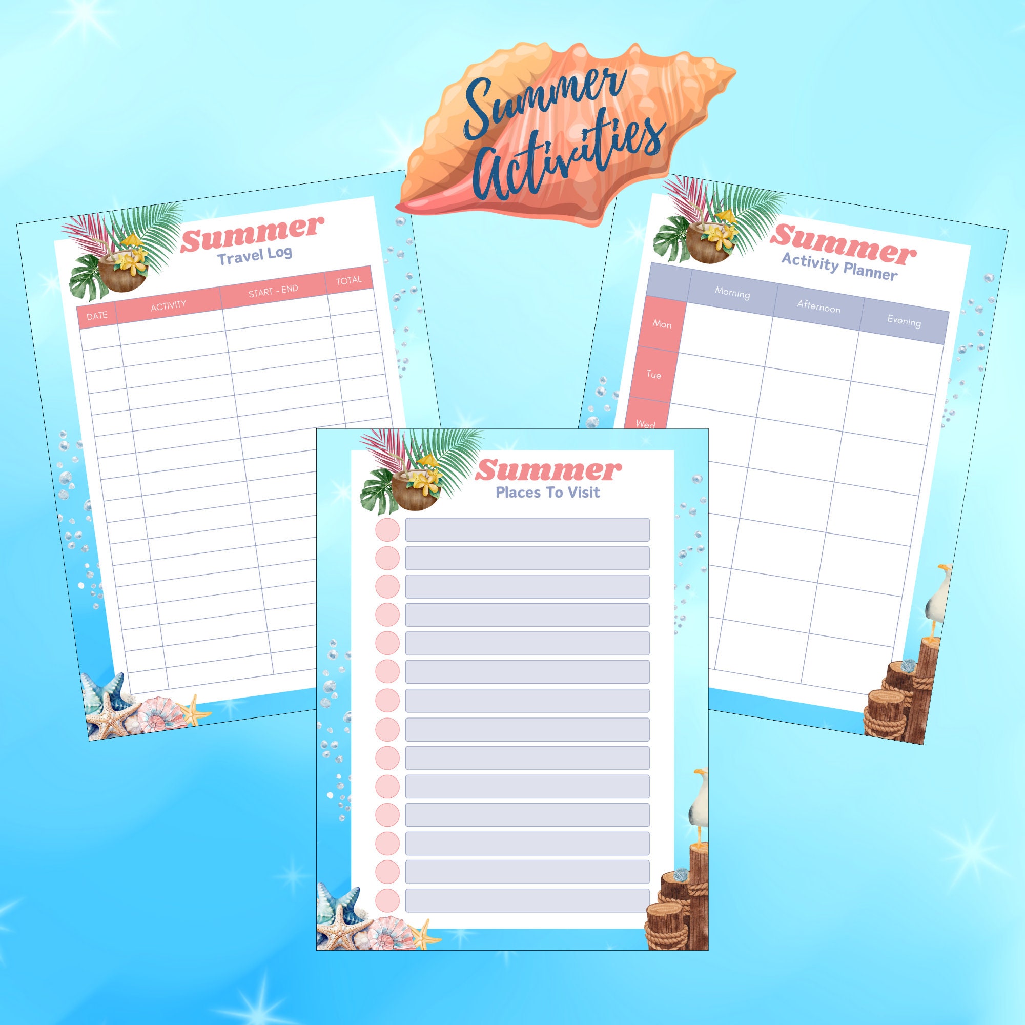 Summer Planner Printable, Summer Activity Organizer, Summer Event ...