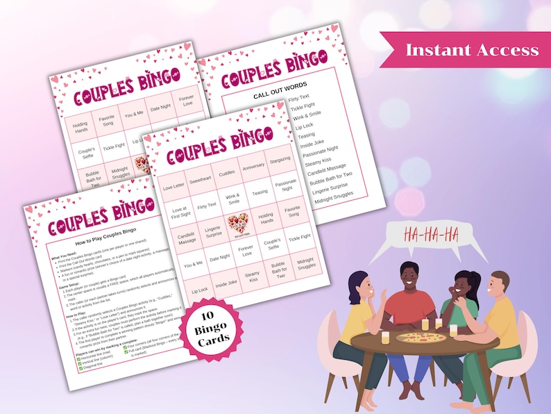 Couples Bingo Printable, Romantic and Spicy Date Night Game, Fun and ...