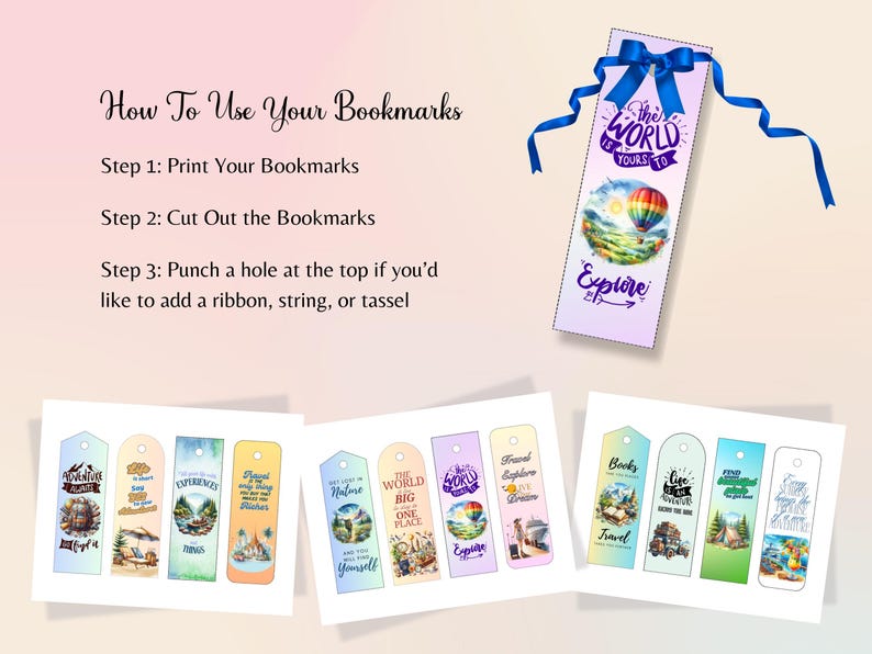 Printable Travel-themed Bookmarks, Bookmarks With Inspirational Quotes ...