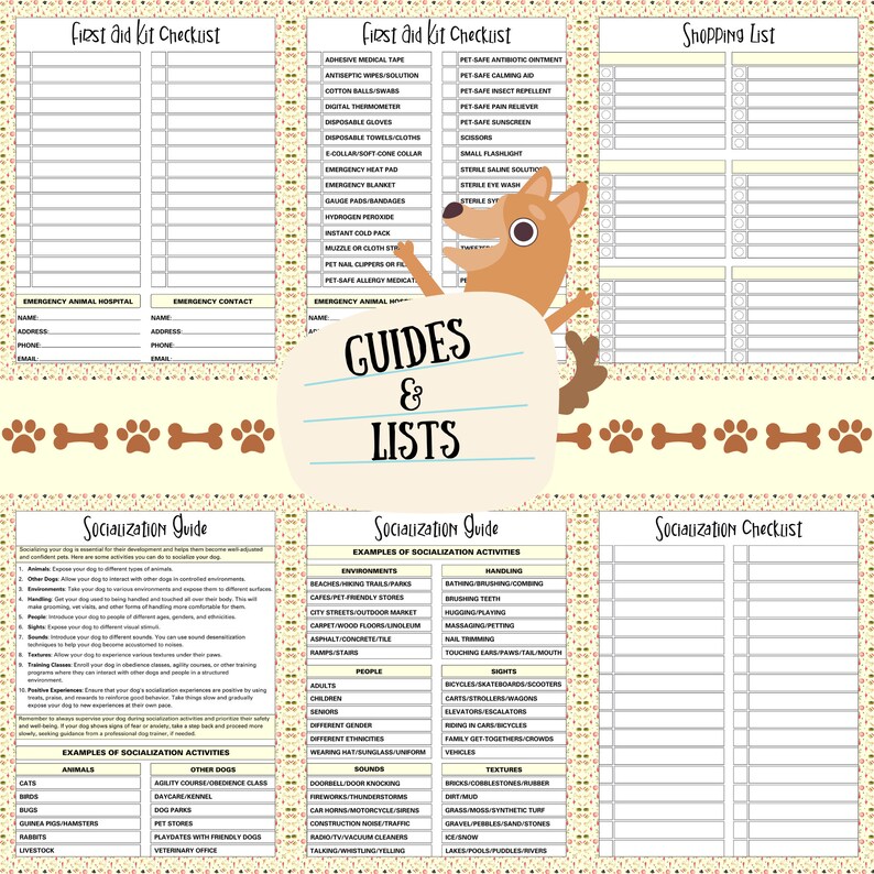 Dog Owners Planner Printable, Canine Care Organizer, Doggy Health Diary ...