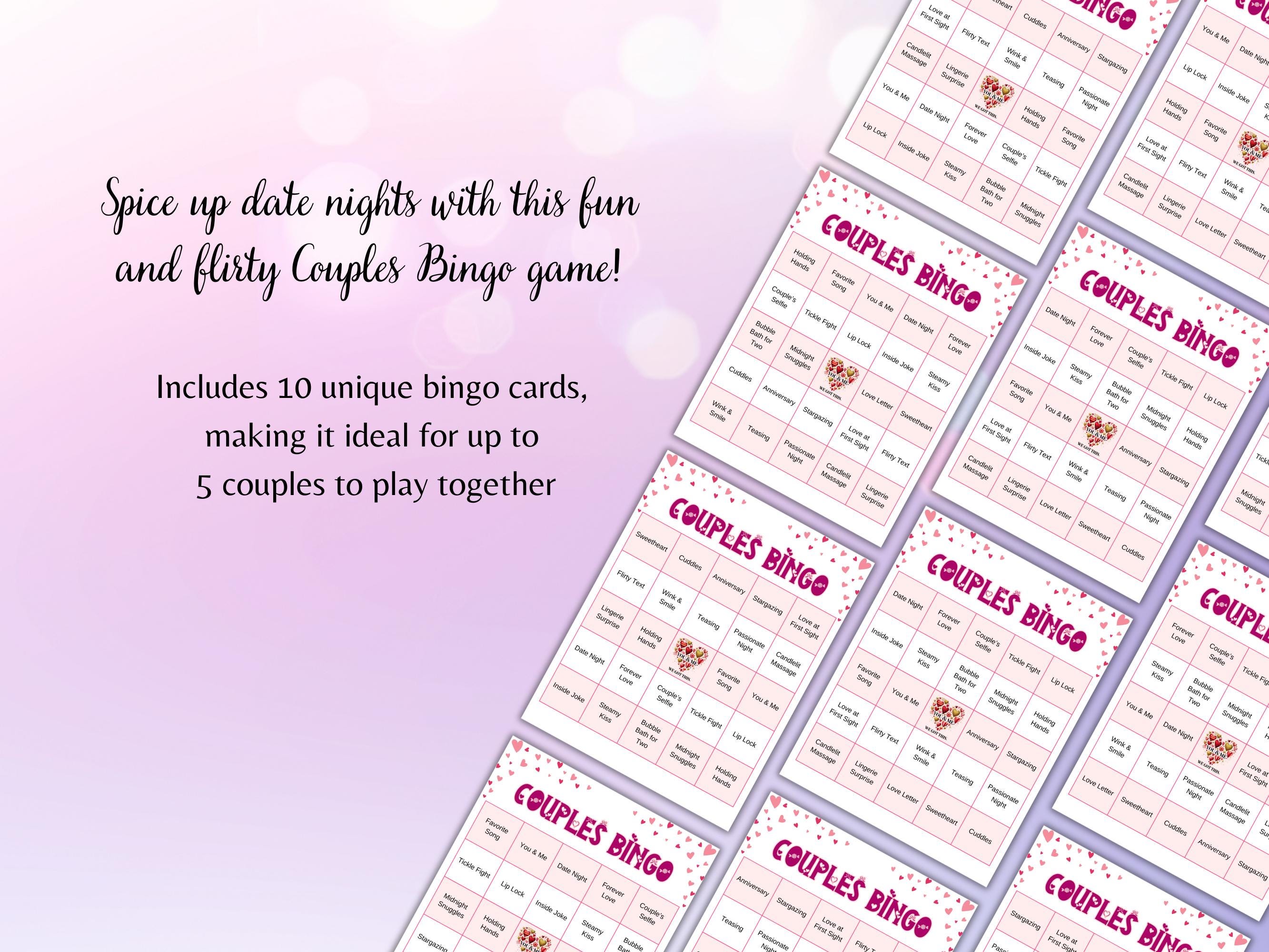 Couples Bingo Printable, Romantic and Spicy Date Night Game, Fun and ...