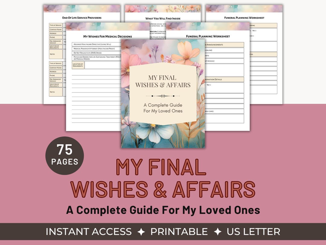 End of Life Planner Printable, Emergency Preparedness List, in Case of ...