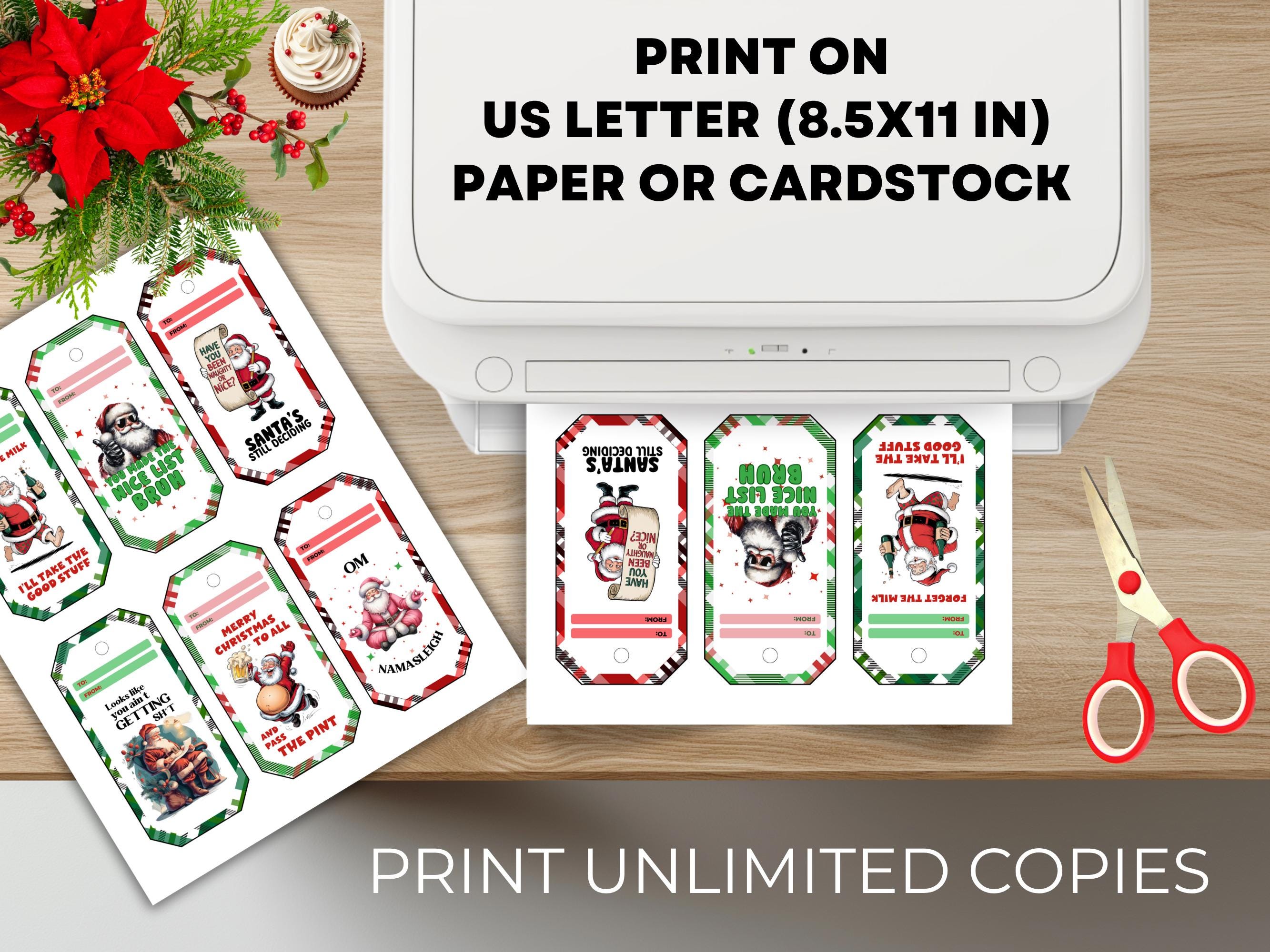 Funny Santa Gift Tags, Santa Claus Christmas Gift Tags, Unique Holiday ...