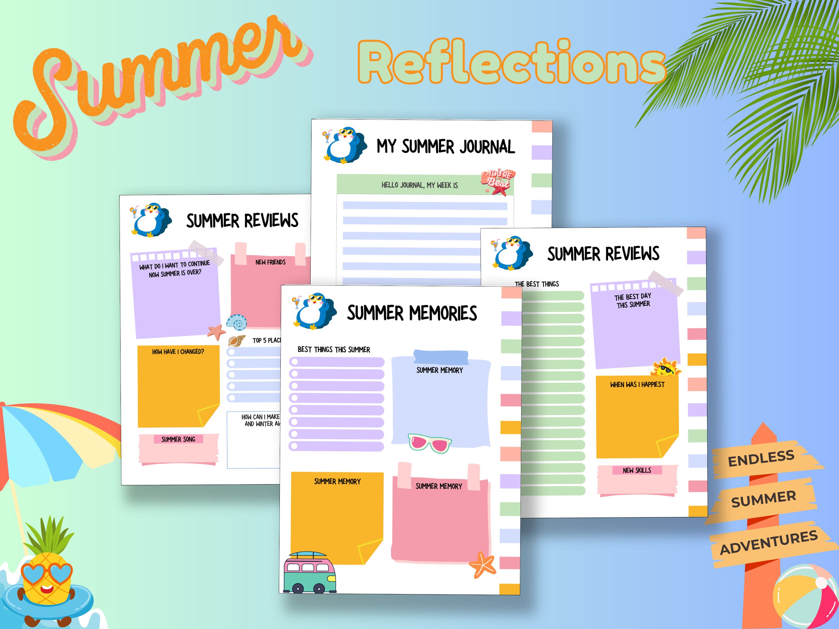 Fun and Colorful Summer Planner for Kids, Printable Journal for ...