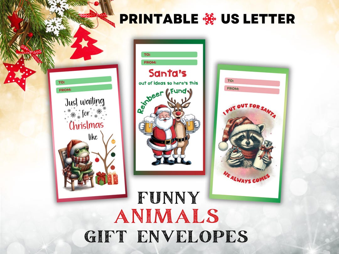Funny Animal-themed Money Holders, Snarky Christmas Cash Gift Envelopes ...