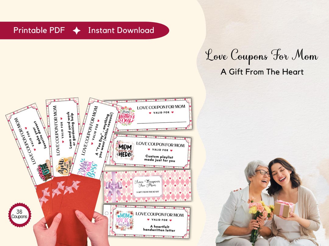 Printable Mother’s Day Coupon Book, Mom Appreciation Coupons ...